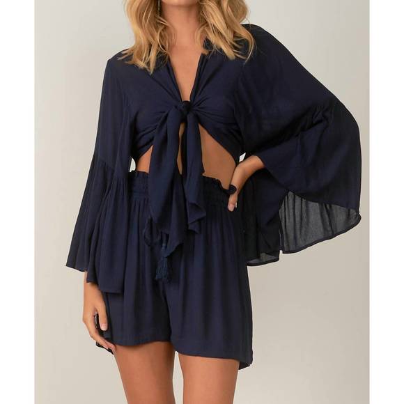 Elan | Tops | New Elan Wrap Top In Navy | Poshmark